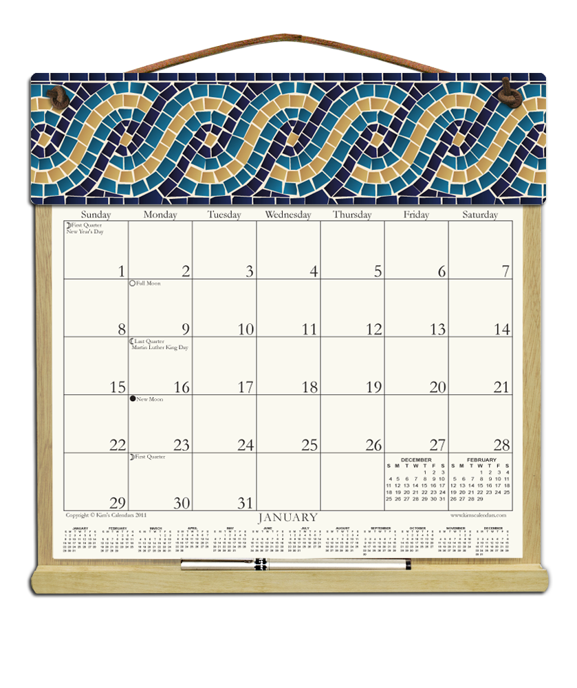 Large Mosaic Blue & Beige - $29.75 : Kims Calendars, Made in the USA ...